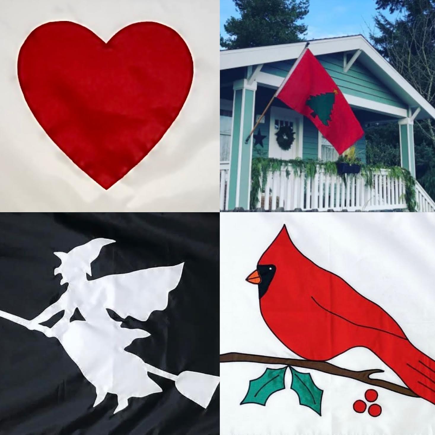 HOLIDAY FLAGS - Halloween, Birthday, Christmas, Santa, Cardinal, Witch ...
