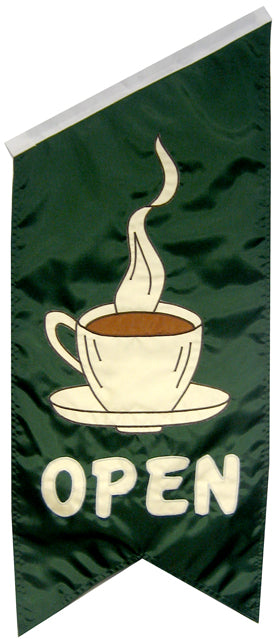 Open Coffee Cup Shop Banner – Seattle FlagMakers